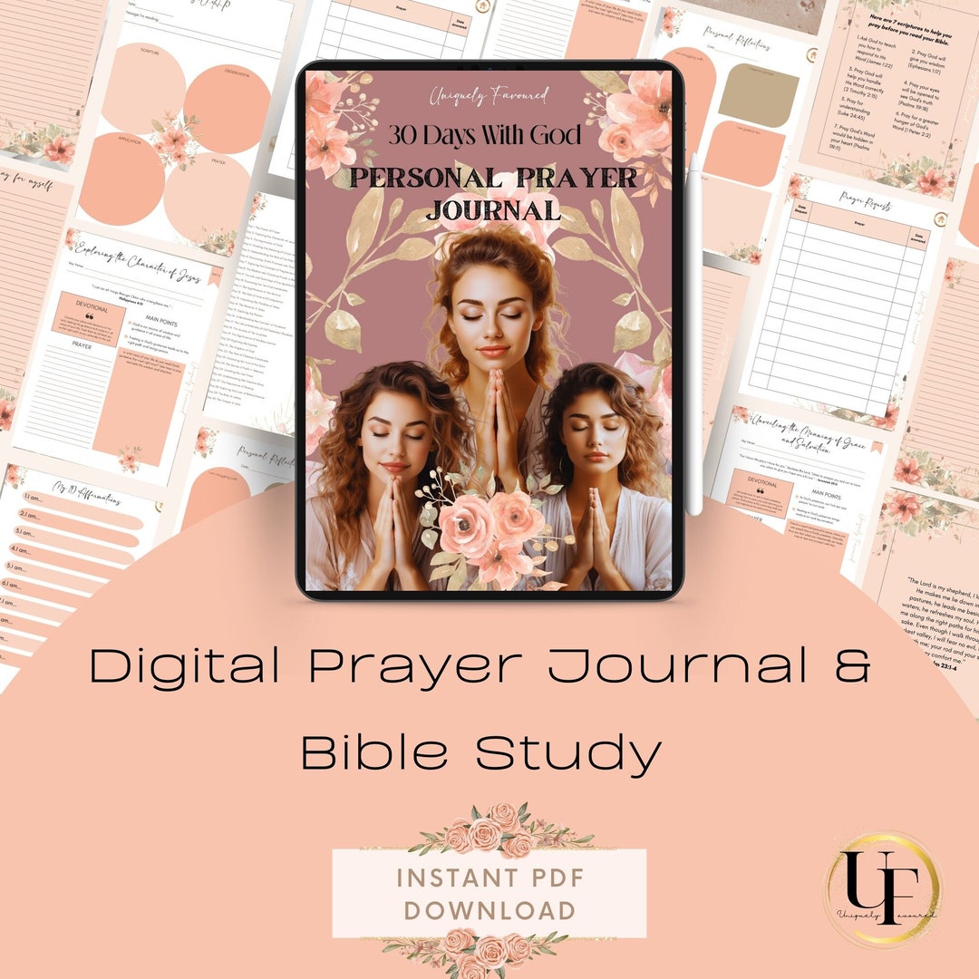 30 Days With God Digital Bible Study Prayer Journal, Christian Journal ...