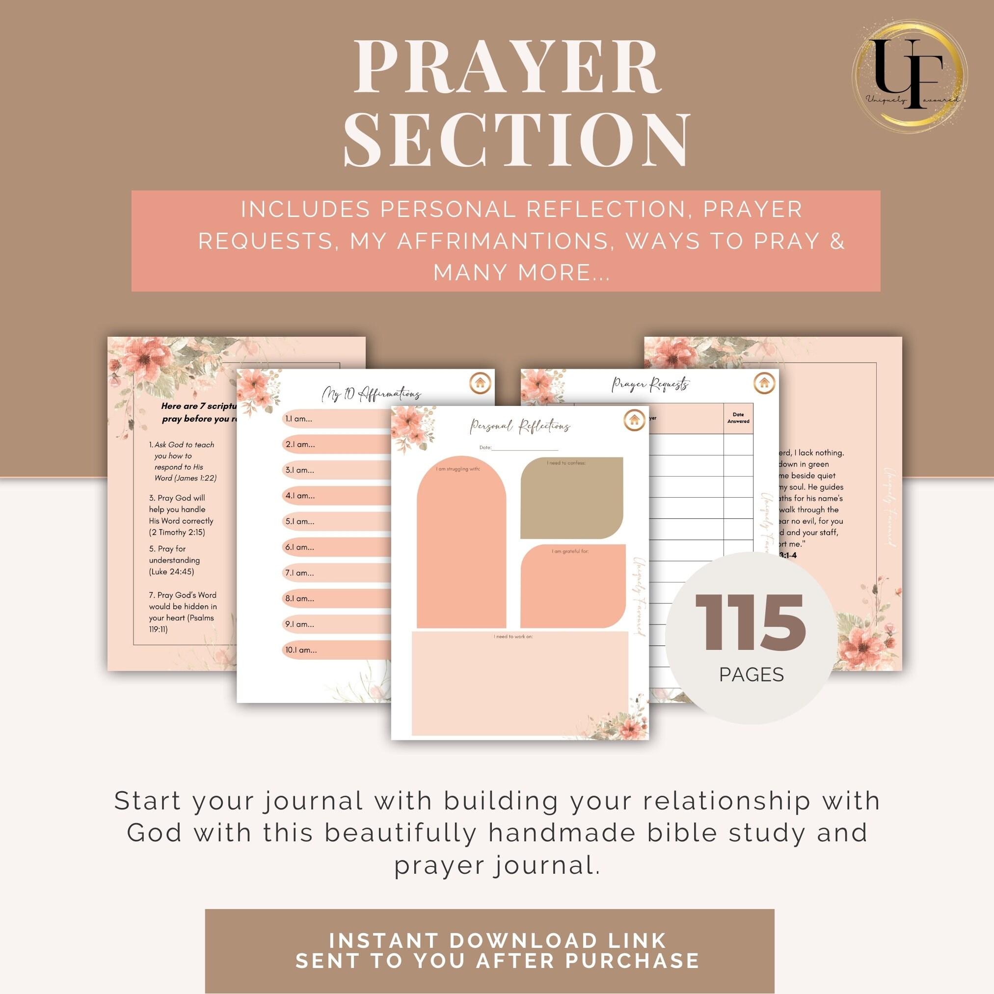 30 Days With God Digital Bible Study Prayer Journal, Christian Journal ...