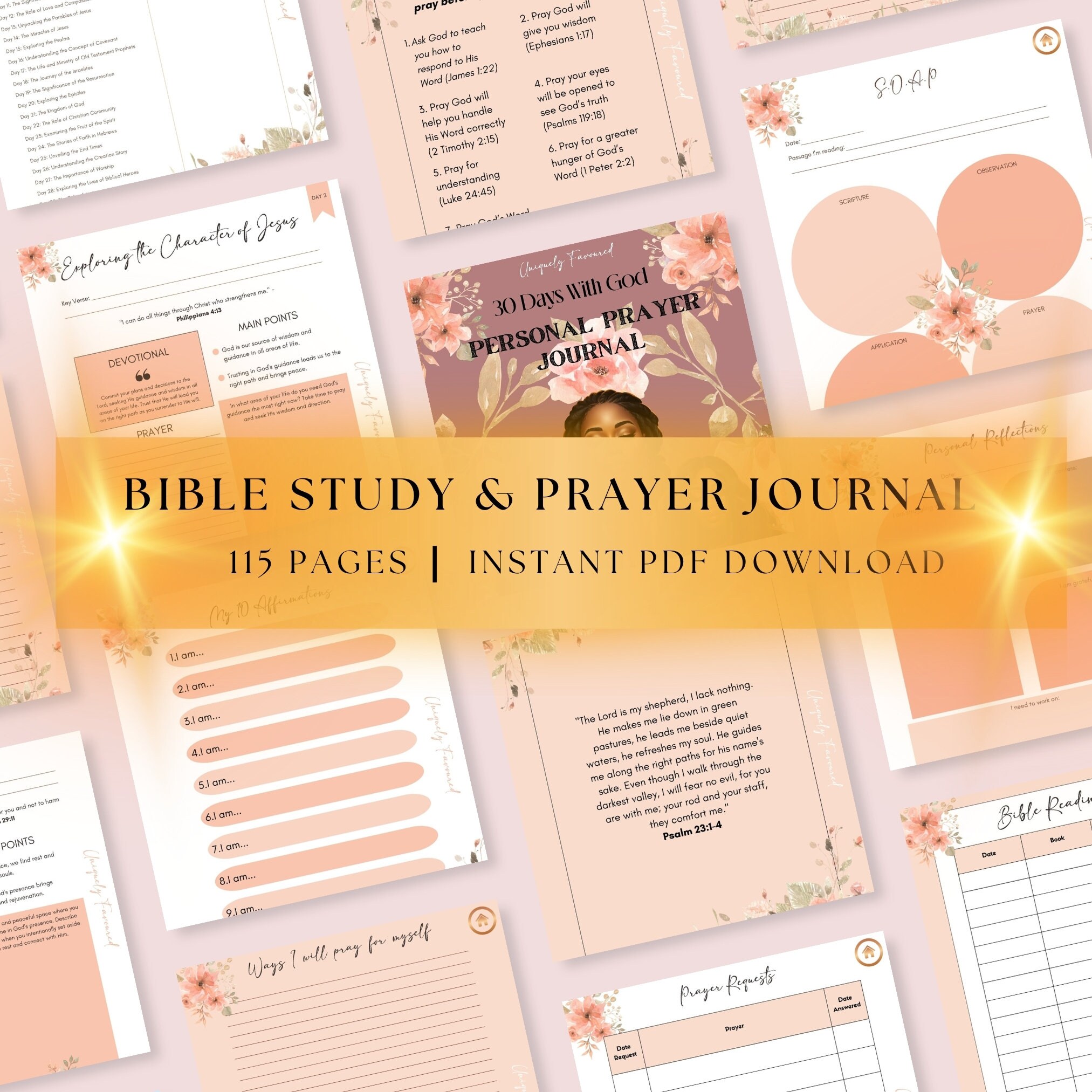 30 Days With God Digital Bible Study Prayer Journal, Christian Journal ...