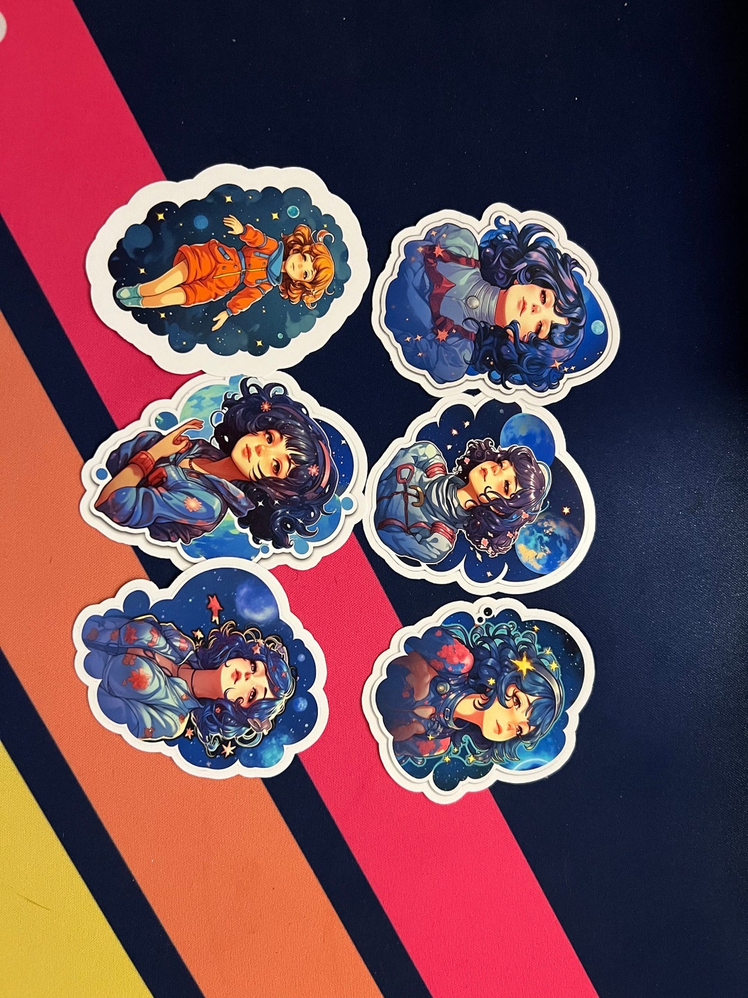 Anime Space Girl Sticker Set of 6 Matte Finish - Etsy