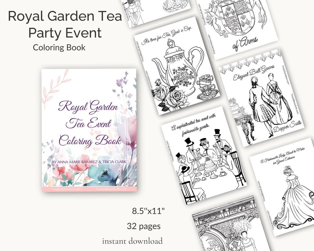 Royal Garden Tea Party Coloring Book| Tea Party| Vintage Theme ...