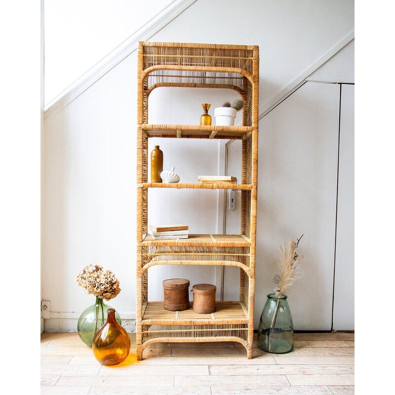 Rattan Shelf Bookcase - Etsy