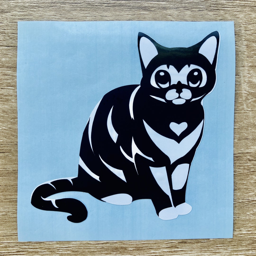 2 Cute Cat Decals - Water Proof Sticker - Outdoor Indoor Decoration ...