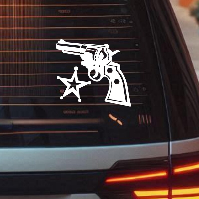 Revolver Decal for Bumper, Gun Sticker for Window, Waterproof Vinyl ...