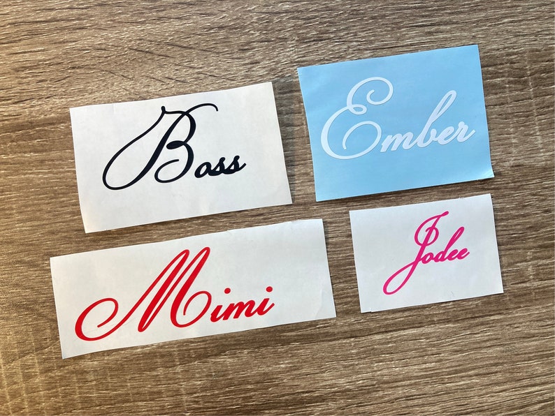 Personalized Name Decal - Cursive Font - Water Proof Vinyl - Color ...