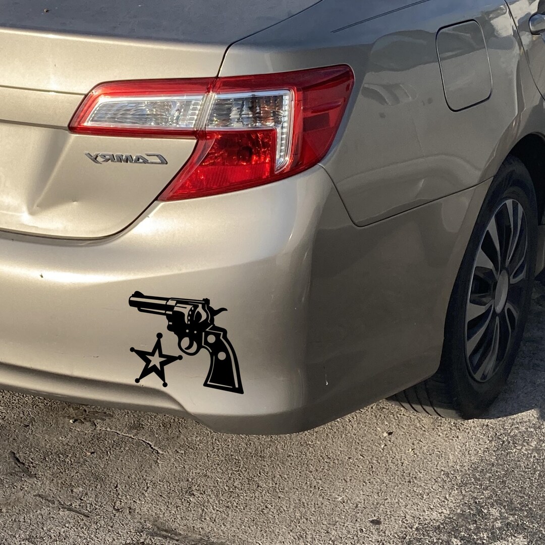 Revolver Decal for Bumper, Gun Sticker for Window, Waterproof Vinyl ...