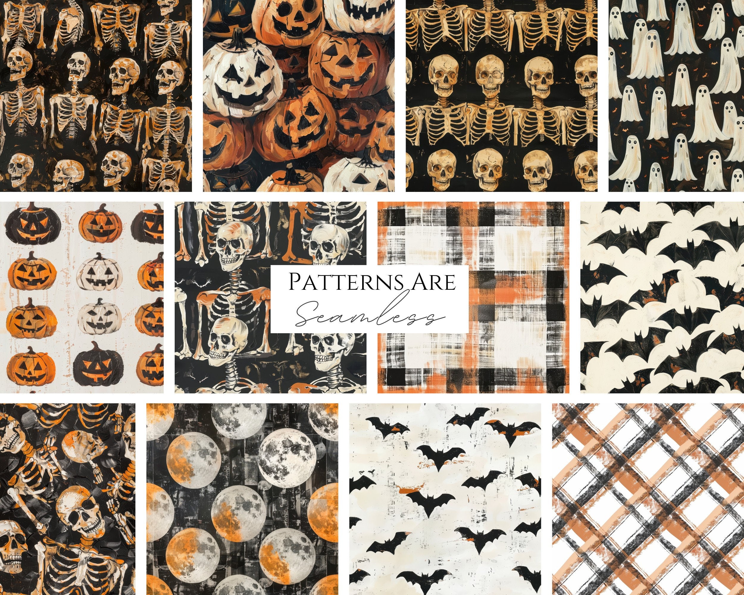 Vintage Halloween Digital Paper: 36 Spooky Seamless Patterns (digital ...