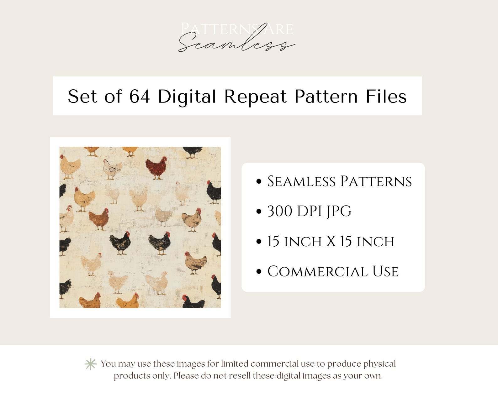 Vintage Farmhouse Digital Paper Set: Seamless Rustic Patterns (digital ...