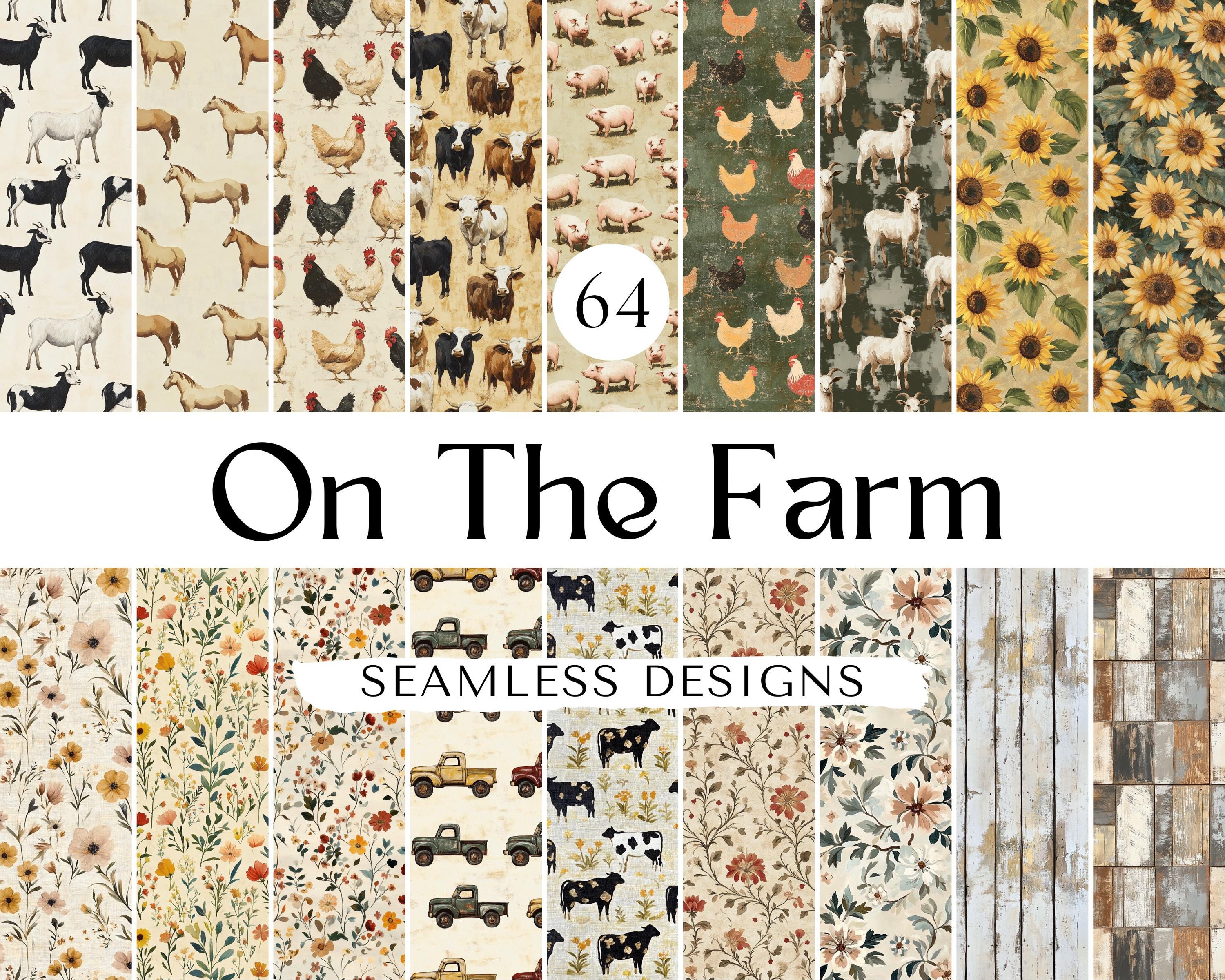 Vintage Farmhouse Digital Paper Set: Seamless Rustic Patterns (digital ...