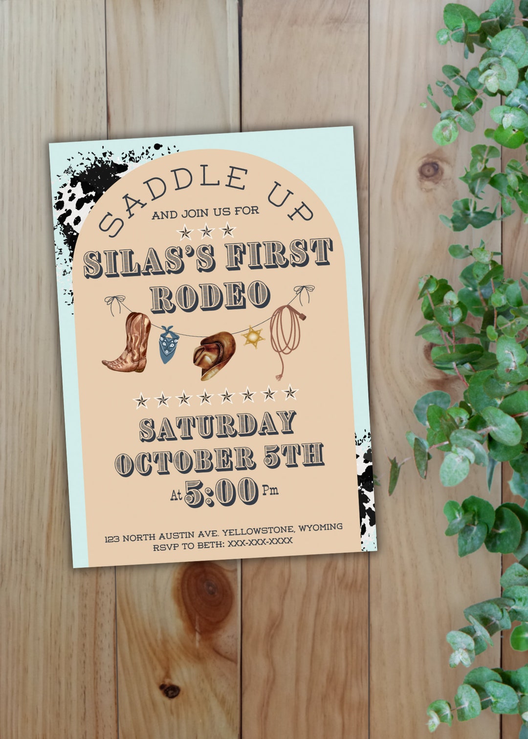 Saddle up Rodeo Birthday Invitation Editable Canva Template - Etsy