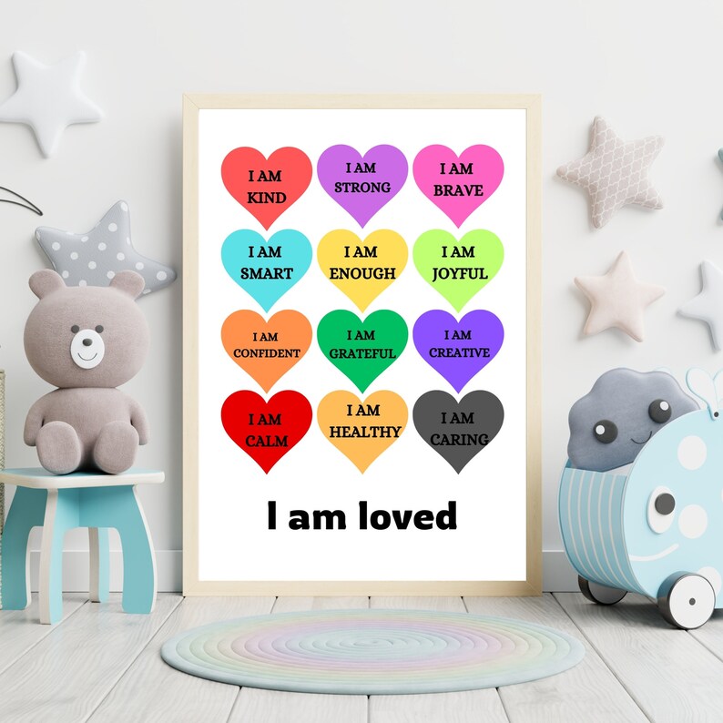 Positive Affirmations for Kids, Meaningful Nursery Posters, I Am ...