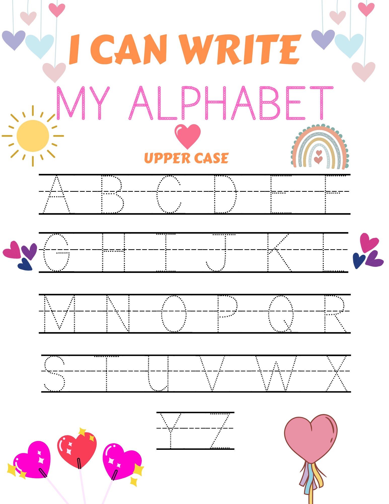 Alphabet Tracing Sheet-handwriting Sheet-preschool Kindergarten ...