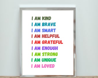 Affirmations for Kids, Classroom Posters, I Am Affirmations, Playroom ...