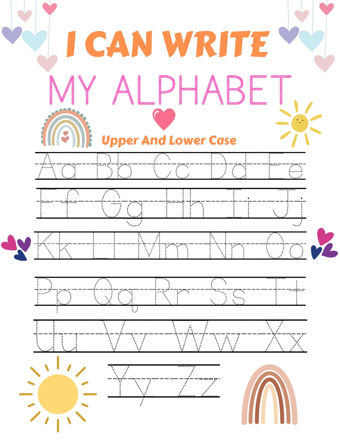 Alphabet Tracing Sheet-handwriting Sheet-preschool Kindergarten ...