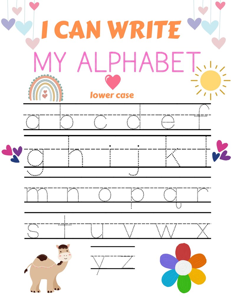 Alphabet Tracing Sheet-handwriting Sheet-preschool Kindergarten ...