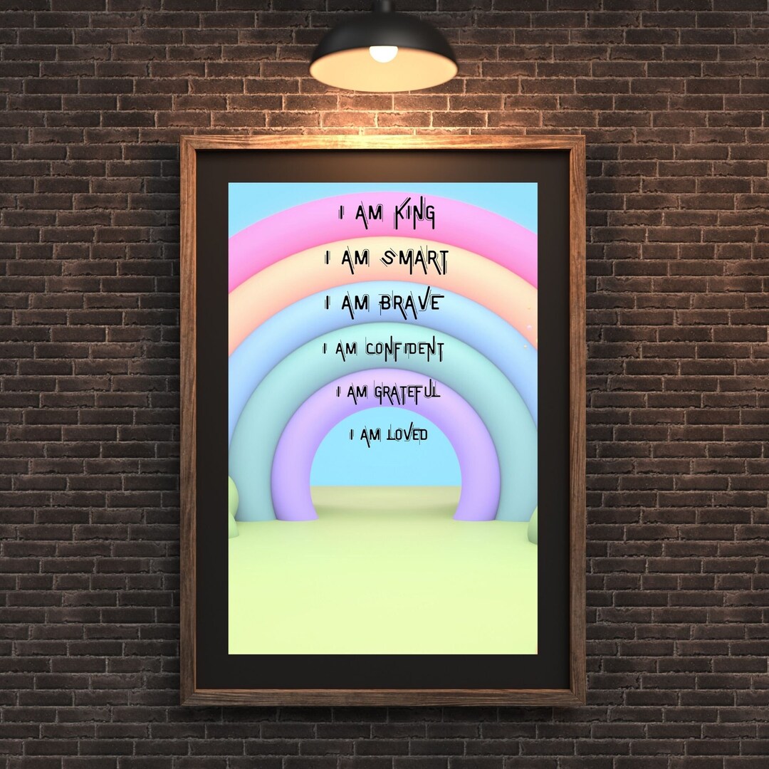 Rainbow Affirmations Print, Inspirational Nursery Decor, Affirmations ...