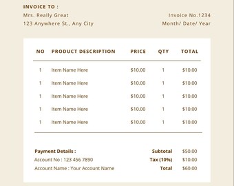 Luxury Invoice Template With Elegant Design With Digital Link - Etsy
