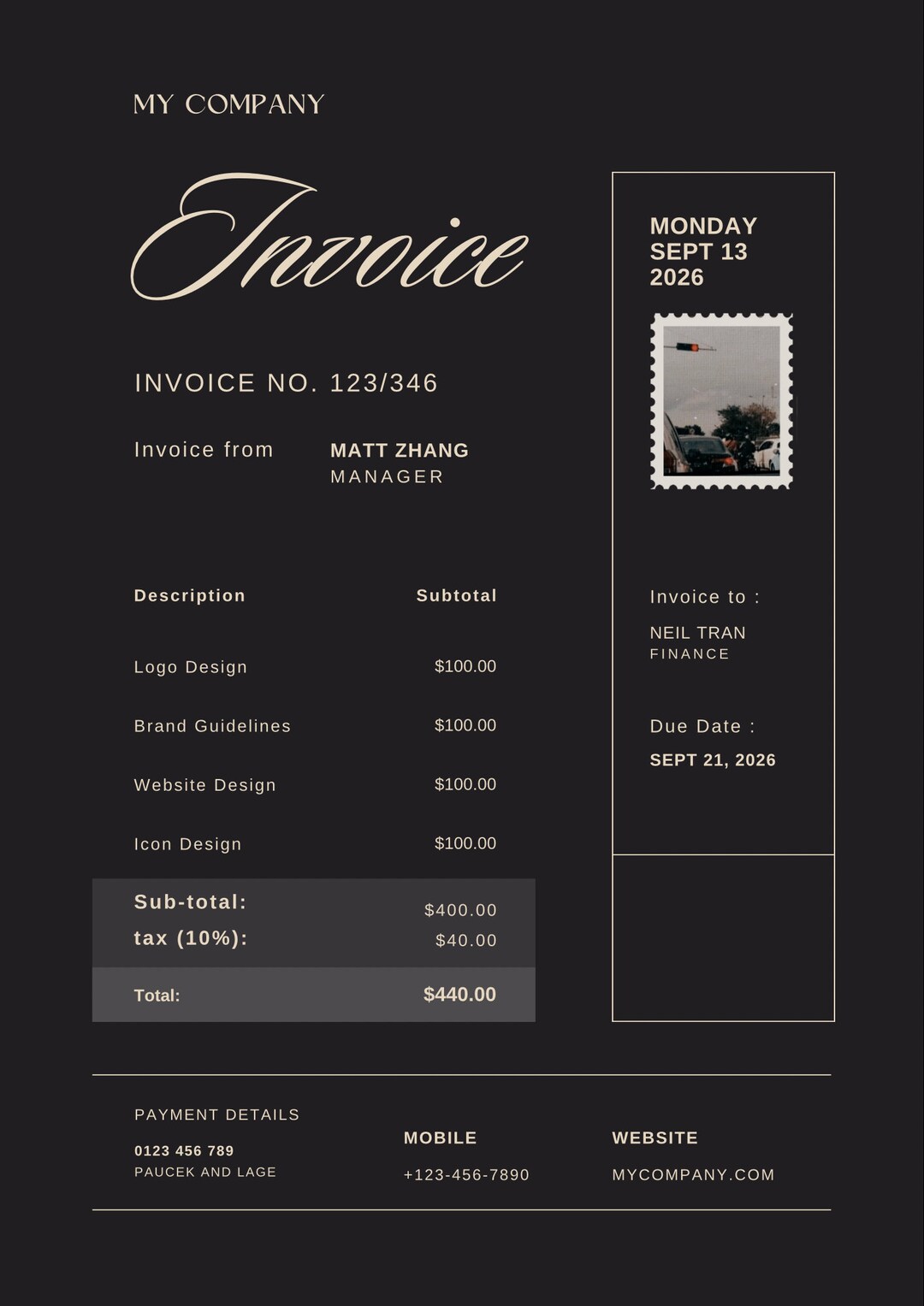 Luxury Invoice Template With Elegant Design With Digital Link - Etsy