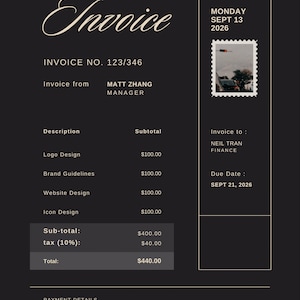 Luxury Invoice Template With Elegant Design With Digital Link - Etsy