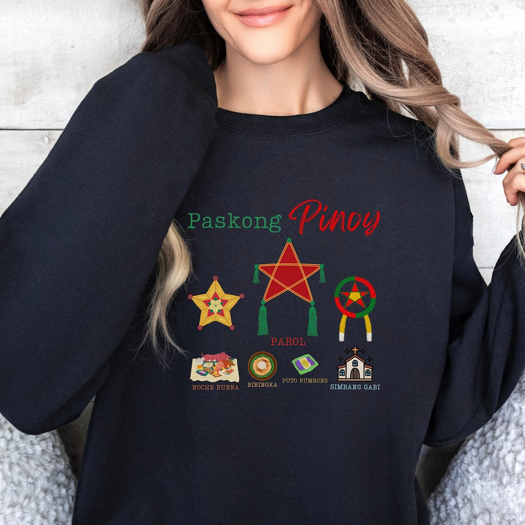 PASKONG PINOY Filipino Christmas Sweatshirt, Filipino Parol, Christmas ...