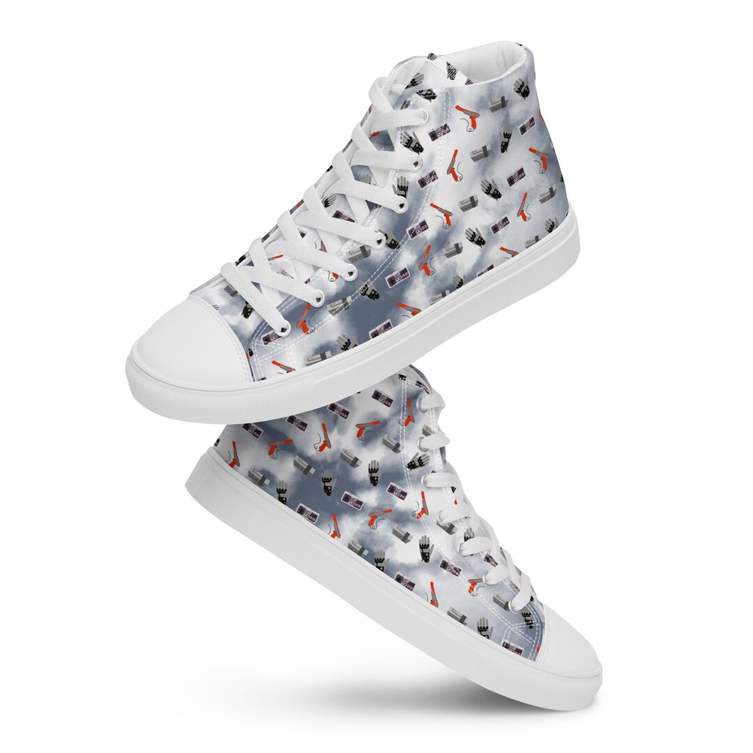 Step Into Nostalgia: Retro Gaming Hi-top Canvas Shoes - Crafted Style ...