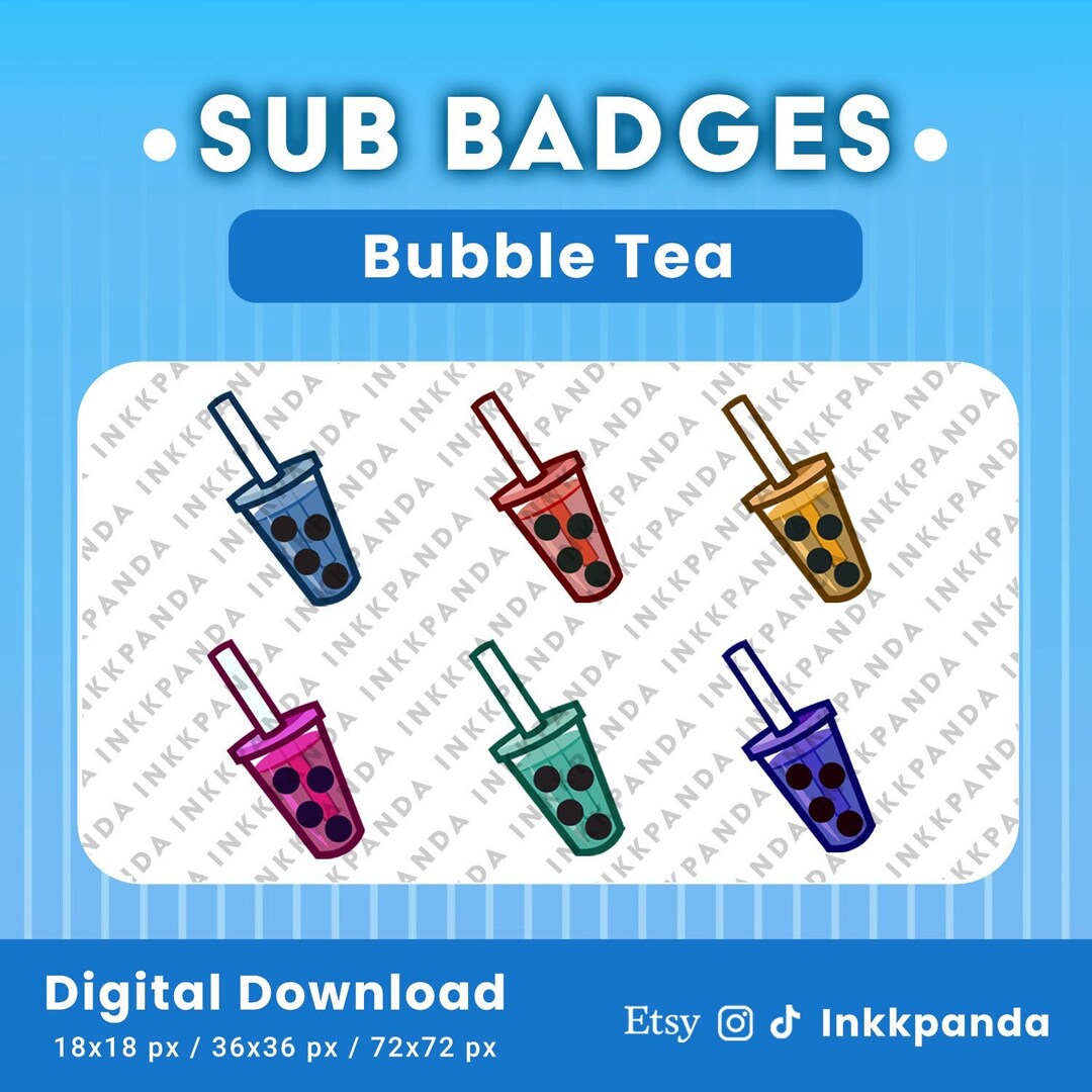 Bubble Tea Sub Badges PNG Downloadable Files for Twitch, Discord, and ...