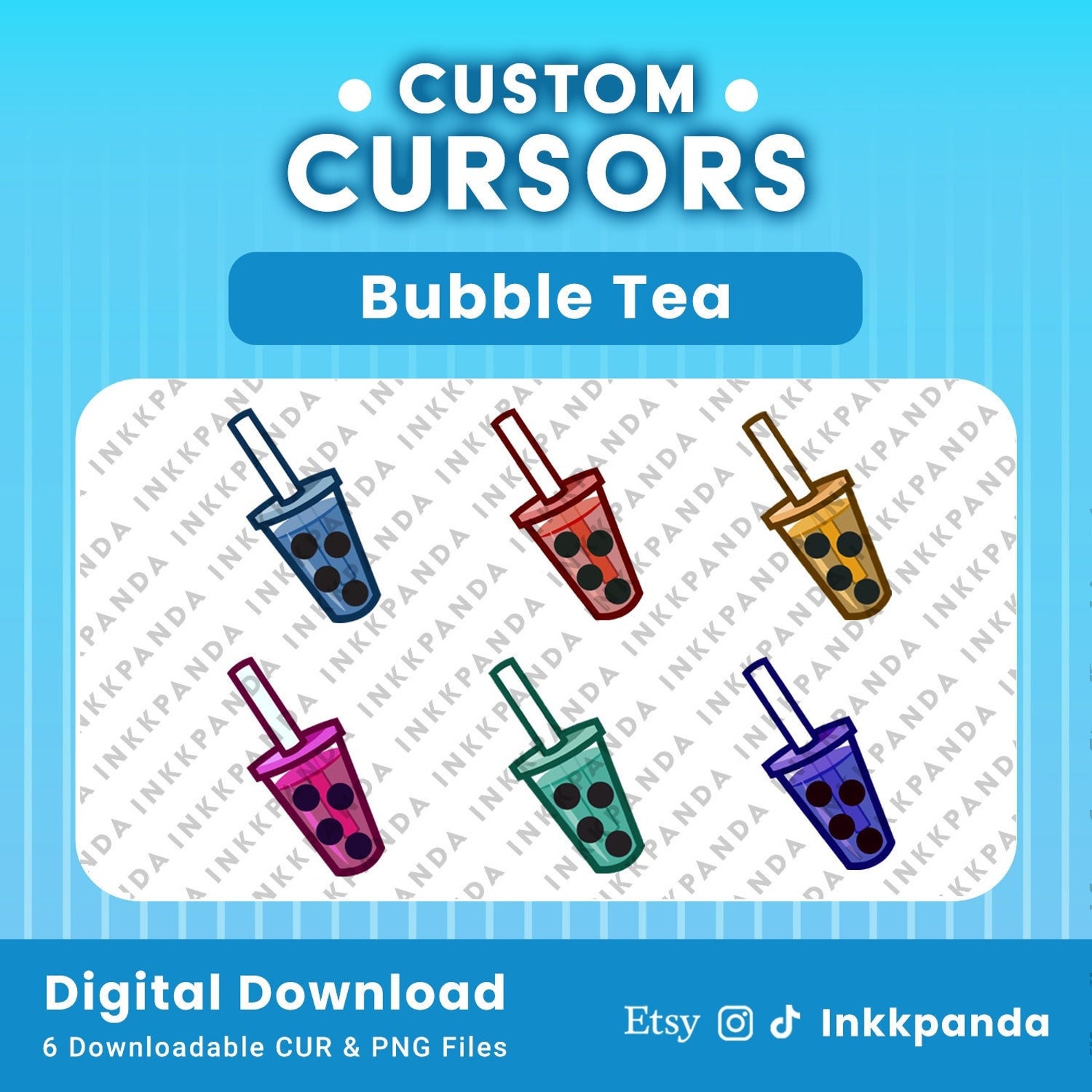 Bubble Tea Mouse Cursors CUR & PNG Files Custom Cursors Pointer ...