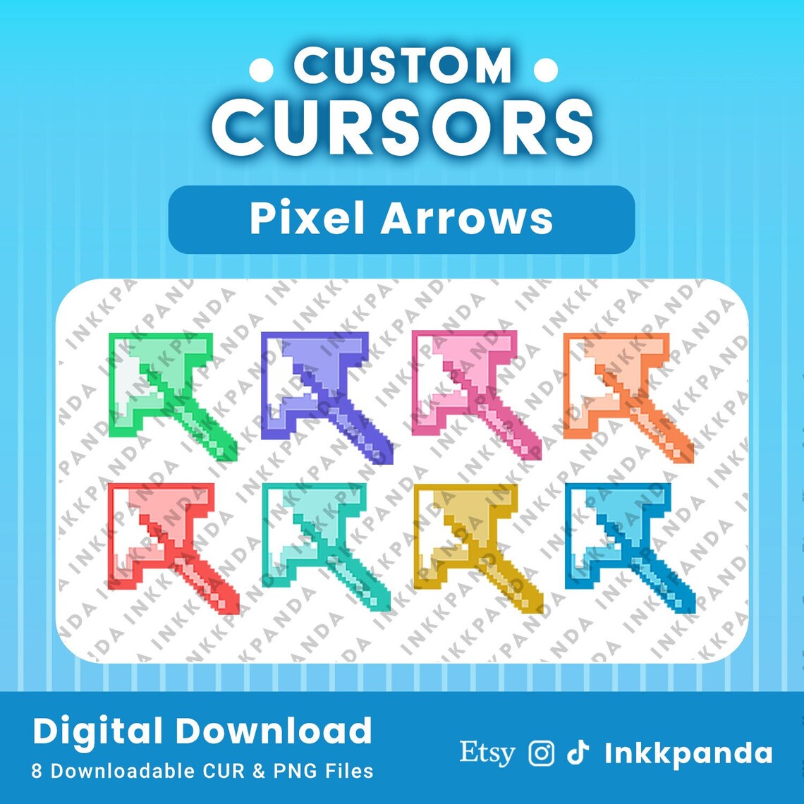 Pixel Arrow Cursors CUR & PNG Files Custom Cursors Pointers ...