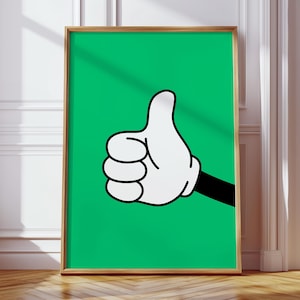 Thumbs up Print - More Colours Cartoon Wall Art Gift for Home Trendy ...