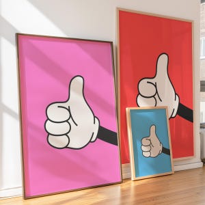 Thumbs up Print - More Colours Cartoon Wall Art Gift for Home Trendy ...