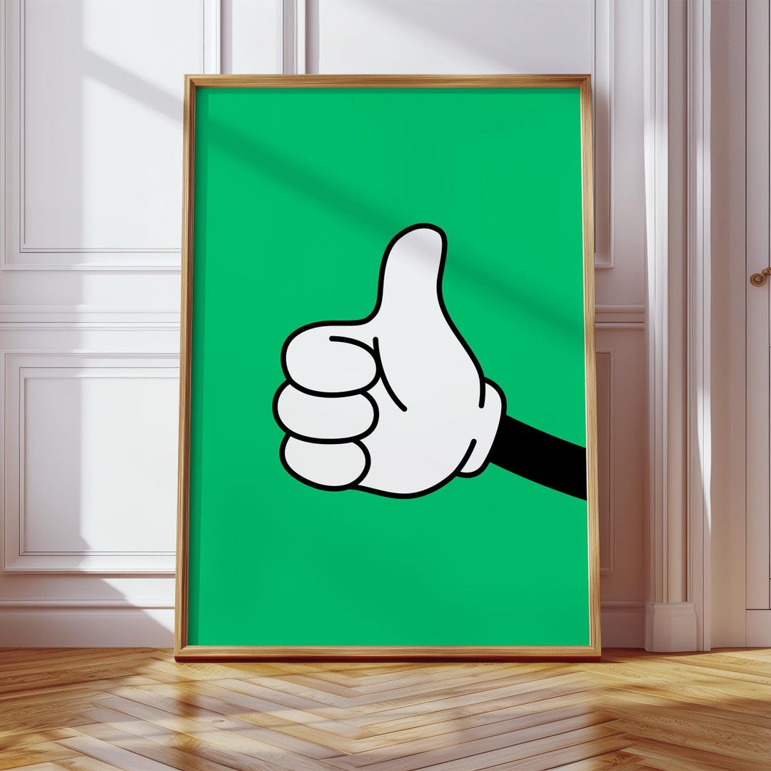 Retro Thumbs up Print: Colorful Cartoon Wall Art (unframed) - Etsy