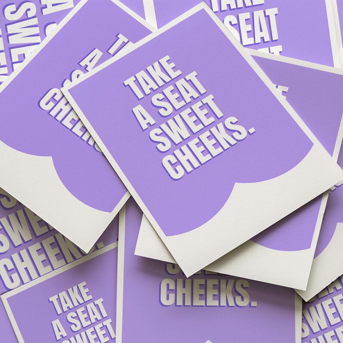 Take a Seat Sweet Cheeks Print: Funny Bathroom Wall Art Colourful Quote ...