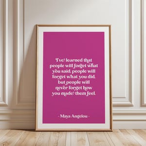 Maya Angelou Quote Print - Inspirational Kindness Saying Colourful Wall ...
