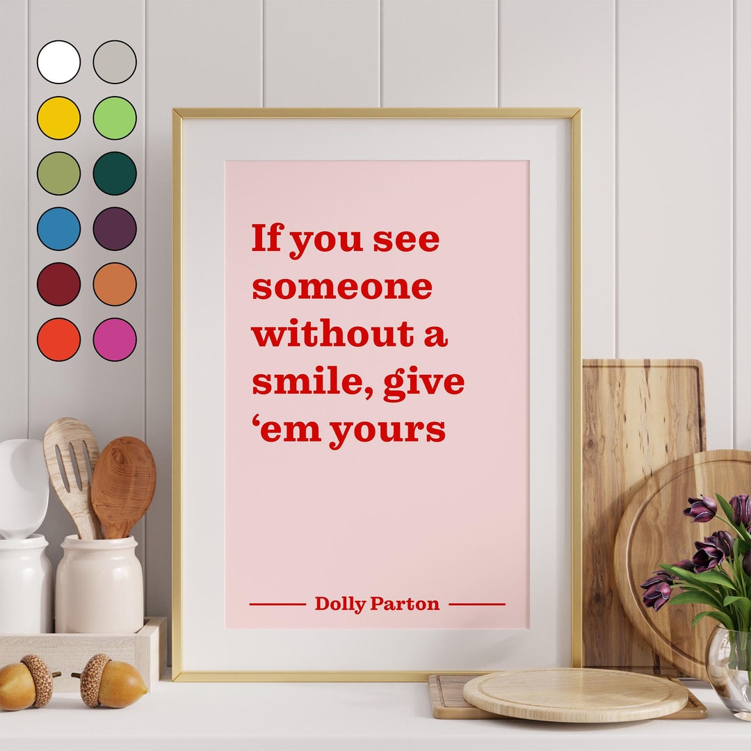 Dolly Parton Quote Print - Positive Poster Colourful Wall Art ...