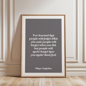 Maya Angelou Quote Print - Inspirational Kindness Saying Colourful Wall ...