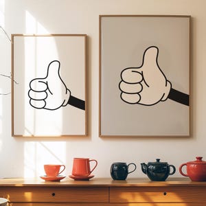 Thumbs up Print - More Colours Cartoon Wall Art Gift for Home Trendy ...