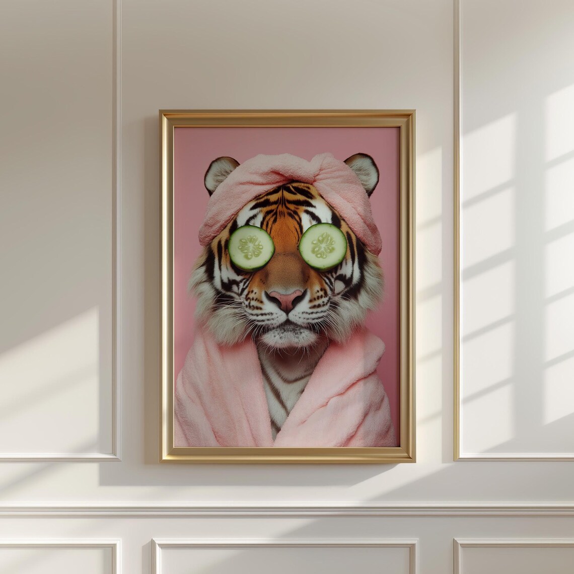 Pink Tiger Spa Print: Self Care Animal Wall Art - Etsy