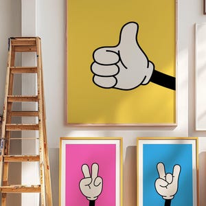 Thumbs up Print - More Colours Cartoon Wall Art Gift for Home Trendy ...