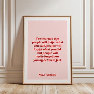 Maya Angelou Quote Print - Inspirational Kindness Saying Colourful Wall ...