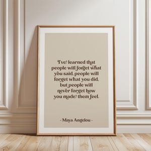 Maya Angelou Quote Print - Inspirational Kindness Saying Colourful Wall ...