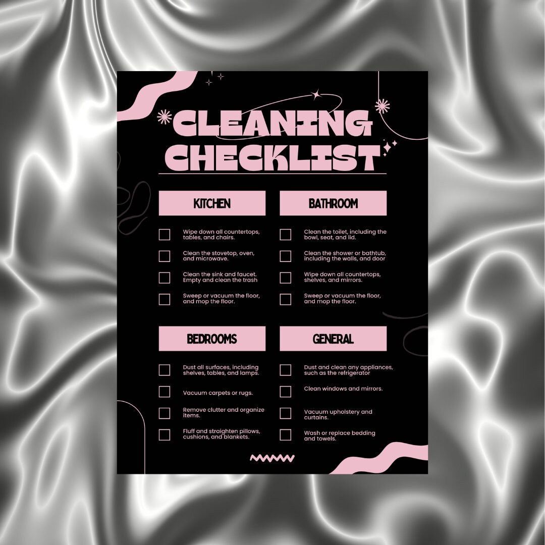 Cleaning Checklist, Household Cleaning Checklist, Cleaning Template ...