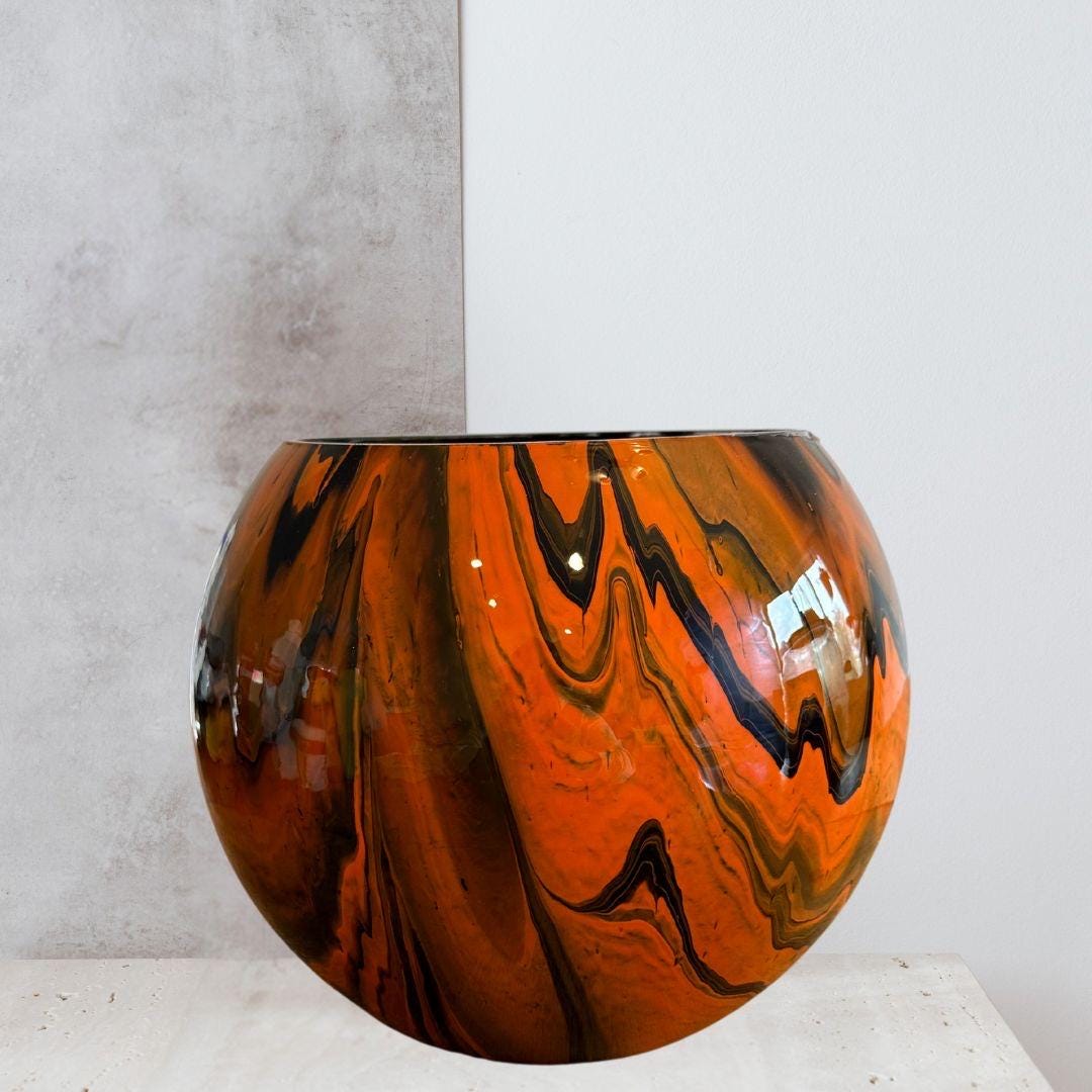 12 Inch FLAWED Halloween Glass Bowl Decorative Vase Unique Home Decor ...