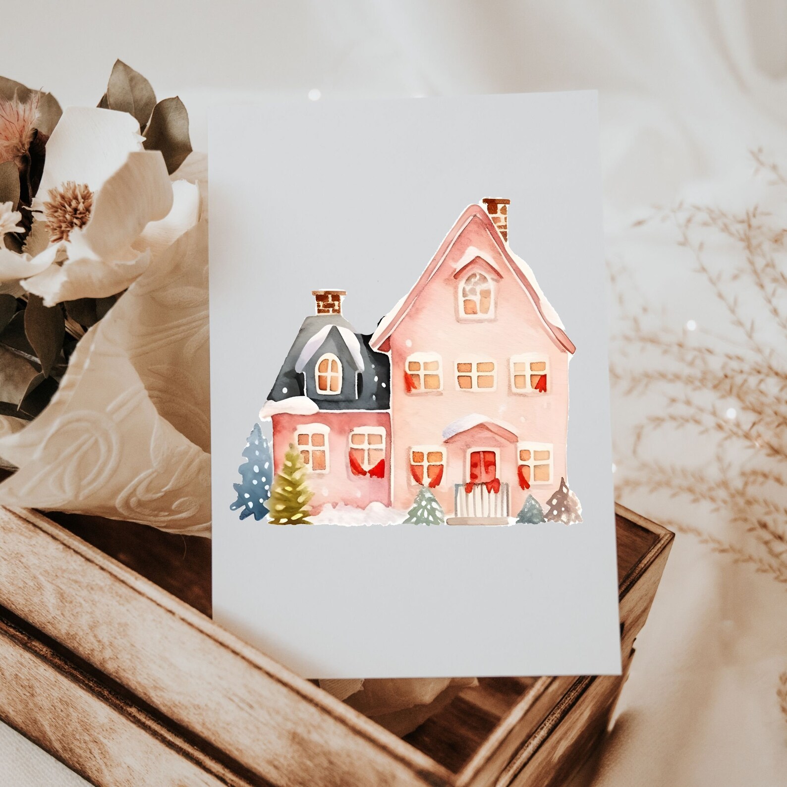 Watercolor Christmas House Clipart, Festive Winter Gingerbread Houses ...
