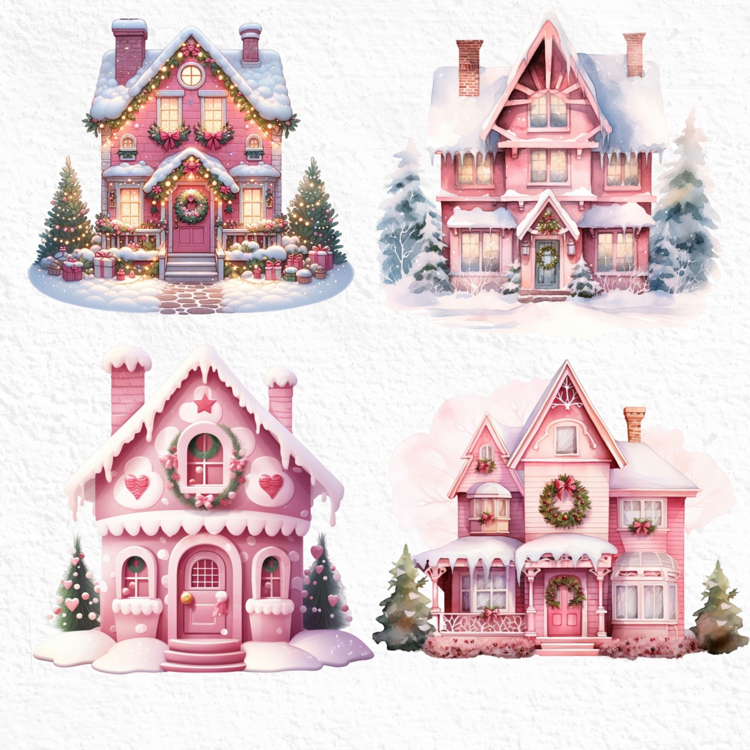 10 Png Watercolor Christmas Clipart,watercolor Christmas House Clipart ...