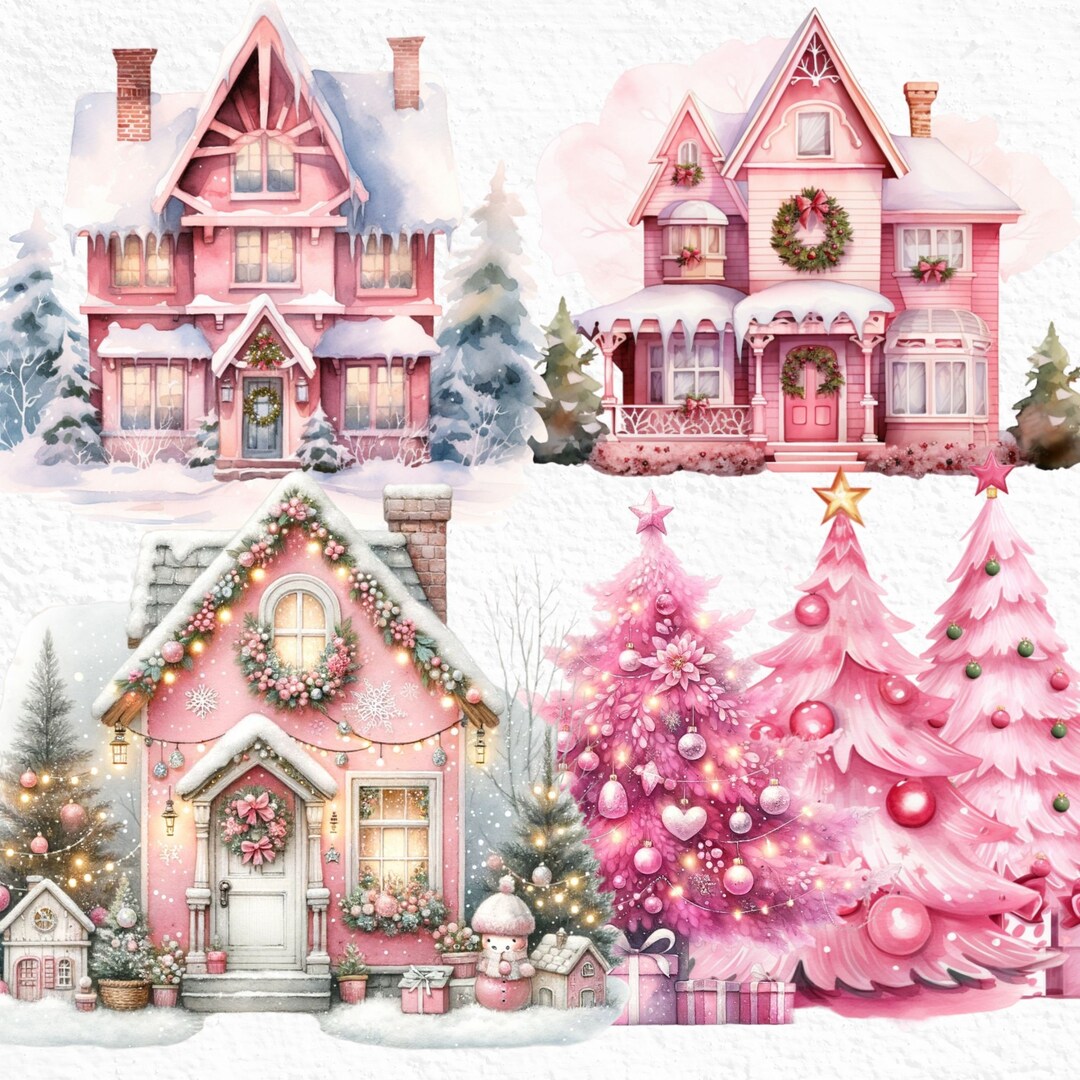 10 Png Watercolor Christmas Clipart,watercolor Christmas House Clipart ...