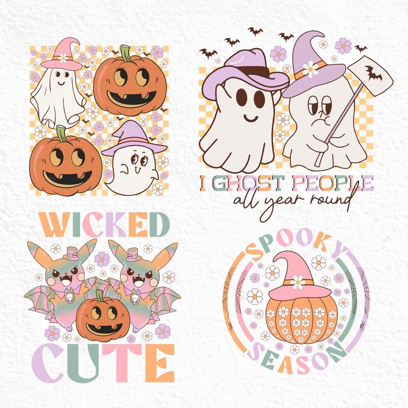 Retro Halloween Clipart Bundle,ghost Svg,ghost Png,trick or Treat Png ...