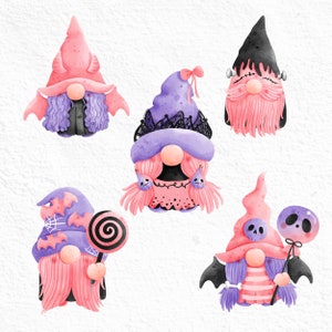 Watercolor Halloween Gnomes Clipart,gnomes Clipart,halloween Gnomes ...
