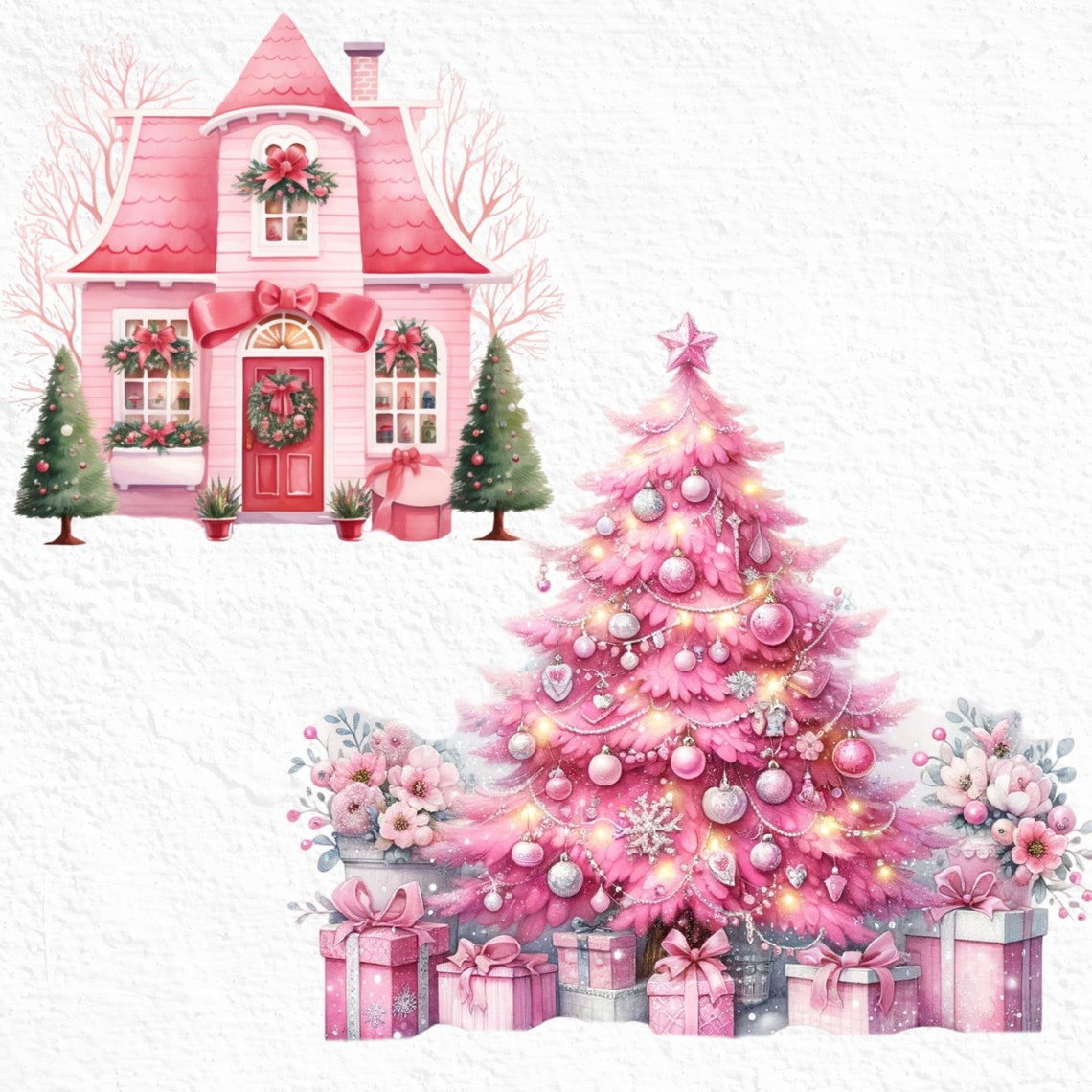 10 Png Watercolor Christmas Clipart,watercolor Christmas House Clipart ...
