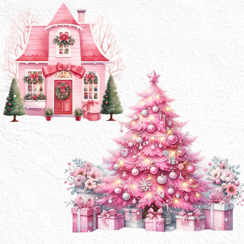 10 Png Watercolor Christmas Clipart,watercolor Christmas House Clipart ...