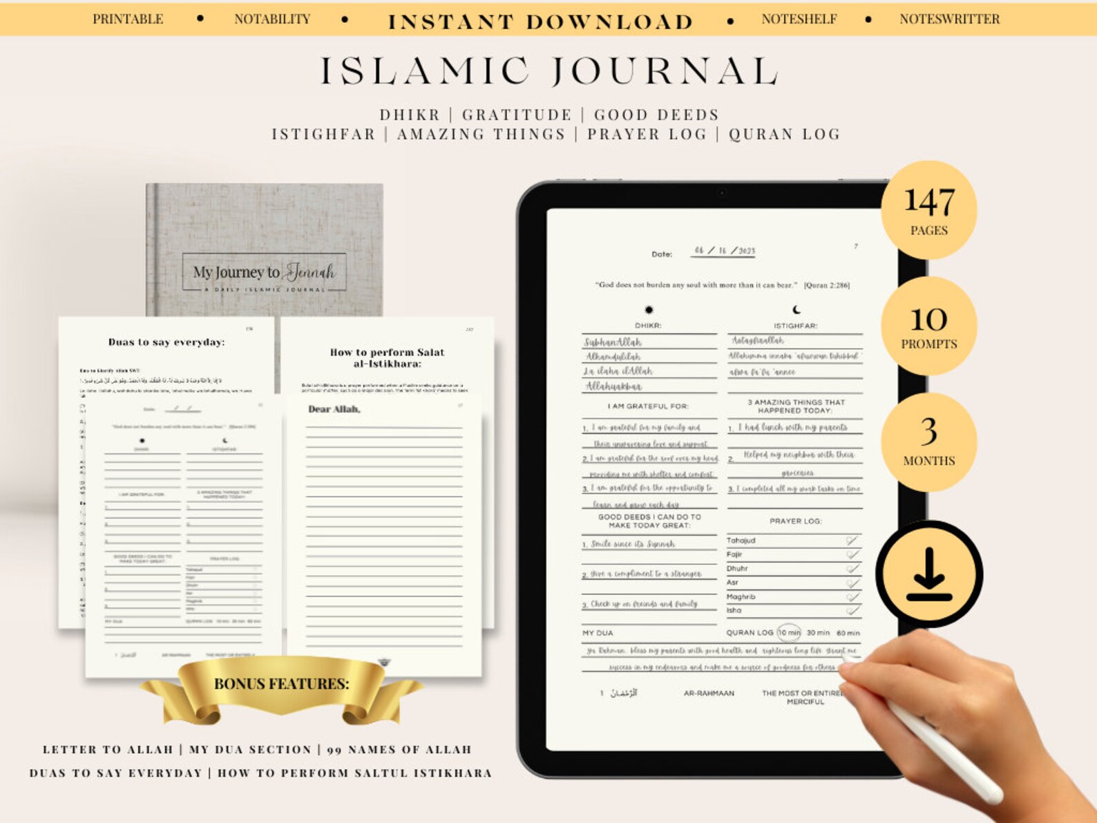 Islamic Journal Muslim, Muslim Gift, Arabic Calligraphy, Journal Quran ...